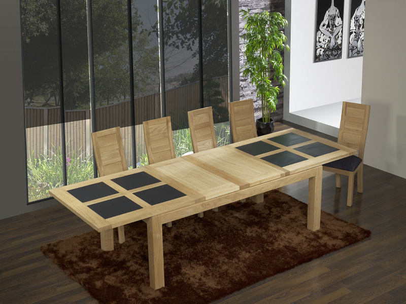 meuble en chêne Table de repas rectangulaire 200X100 Mathis réalisée en ...